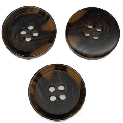 China 32L 4 Hole Plastic Coat Buttons Faux Horn Design with Rim for Women Outerwear for sale