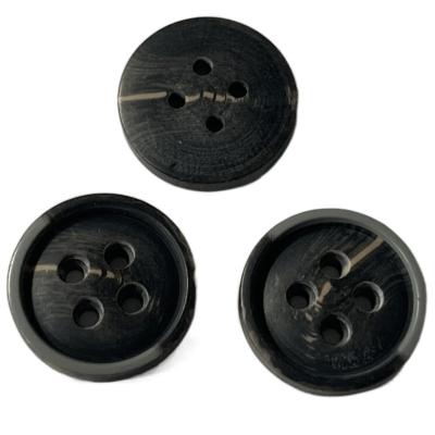 China 15mm Four Hole Faux Horn Buttons with Rim for Coat Outerwear Eco-Friendly Resin for sale