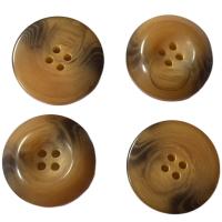 China 19mm Four Holes Plastic Coat Buttons Horn Effect Round Brown Plastic Buttons for sale