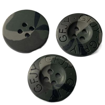 China Engraved Logo Plastic Coat Buttons 34L Camouflage Color for Coat Sweater for sale