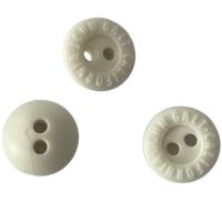China Off White Rubber Buttons 11mm 2 Hole Engraved Logo for Sewing Clothing for sale