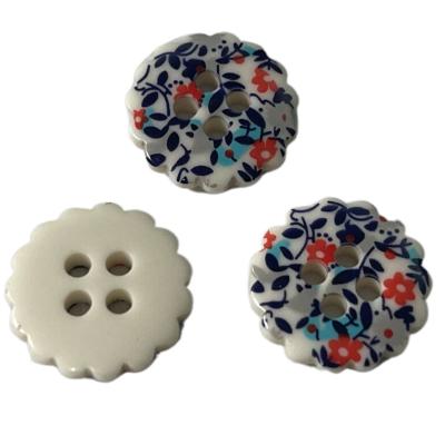 China Eco-Friendly Resin Silk Print Shirt Buttons 4 Holes 20L for Sewing Blouse for sale