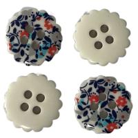 China Eco-Friendly Resin Silk Print Shirt Buttons 4 Holes 20L for Sewing Blouse for sale
