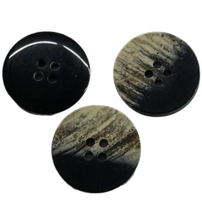China Faux Marble Polyester Buttons 4 Holes Black 30L 19mm for Coat Sweater Garment Accessories for sale