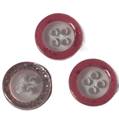 China Transparent Resin Shirt Buttons 14L-60L Pink Glitter Rim for Blouses for sale