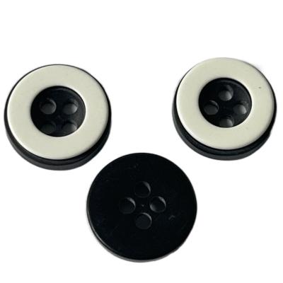 China Eco-Friendly Polyester Resin 2 Layers Shirt Buttons White Rim 14L-60L for Men's Shirts for sale