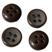 China Resin Fancy Plastic Buttons 4-Holes Dark Brown 15L for Sewing Shirts for sale