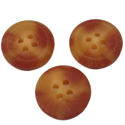 China Red and Yellow 4 Hole 18mm Resin Faux Horn Buttons for Jacket Coat Sweater for sale