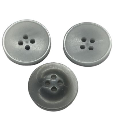 China Silver Resin Fancy Plastic Buttons 4 Holes 26L for Coat Shirt ODM Custom for sale