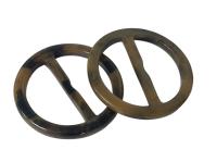 China Eco-Friendly Polyester Plastic Buckles 2 Holes Horn Effect 56mm for Bag Coat Outerwear for sale