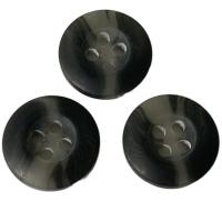 China 14mm Faux Horn Buttons Grey Color Four Hole Round Resin for Coat Jacket Outerwear for sale