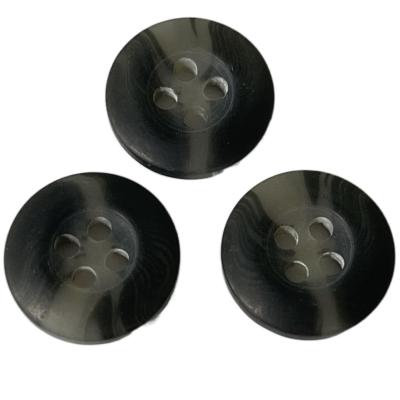 China 14mm Faux Horn Buttons Grey Color Four Hole Round Resin for Coat Jacket Outerwear for sale