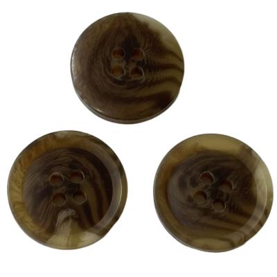 China Resin Eco Friendly Polyester Fake Horn Buttons 22L Deep Brown 4 Holes for Garment for sale