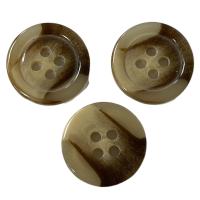 China Light Brown Fake Horn Button 24L Resin Eco-Friendly Polyester 4-Hole Round for Coat Jacket Sweater for sale