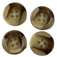China Light Brown Fake Horn Button 24L Resin Eco-Friendly Polyester 4-Hole Round for Coat Jacket Sweater for sale