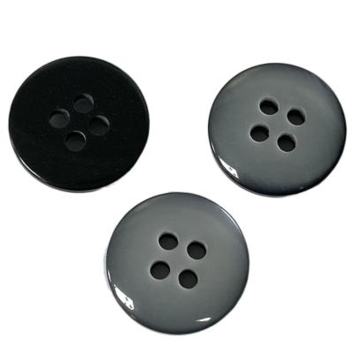 China Recycled Plastic Shirt Buttons 4 Holes Silver Color 24L 15mm for Garment Blouses for sale