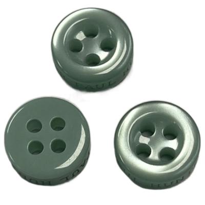 China 16L Eco-Friendly Resin Shirt Buttons 4 Holes Green Color for Garment DIY for sale