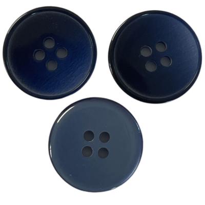 China Dark Navy Fancy Shirt Buttons 28L Polyester 18mm with Rim for Garment for sale