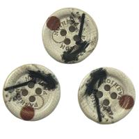 China Silk Printed Fancy Plastic Buttons 4 Hole 28L 18mm for Shirt Coat Garment Accessories for sale