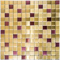 China Decorative Stainless Steel Glossy Color Strip Glass Backsplash Mosaic Tile 300x300mm for sale