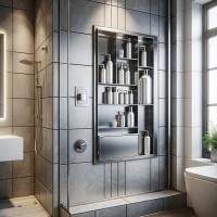 China 304 316 Stainless Steel Shower Niche 750mm Recessed Wall Storage Shelf for sale