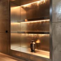 China Waterproof Stainless Steel Shower Niche 304 750mm Hand Polished Recessed Wall Shelf for sale