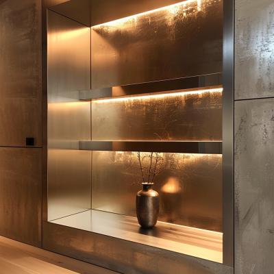 China Waterproof Stainless Steel Shower Niche 304 750mm Hand Polished Recessed Wall Shelf for sale