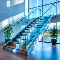China Stainless Steel Handrail Flat Saddle for Glass Staircase 304 316 850mm Height for sale