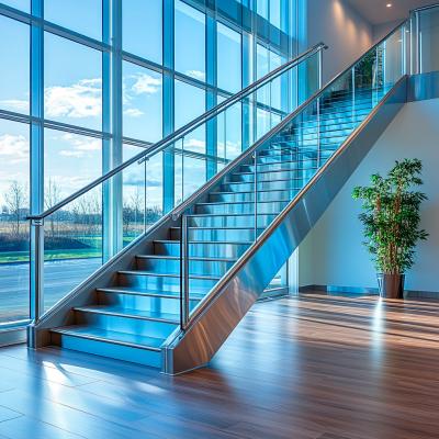 China 304 Stainless Steel Handrail Square Mount for Glass Railing 42mm Spacer 90cm Height for sale