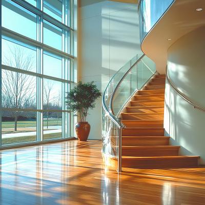 China 316 Stainless Steel Handrail with Wood Accents for Glass Staircase 950mm Height for sale