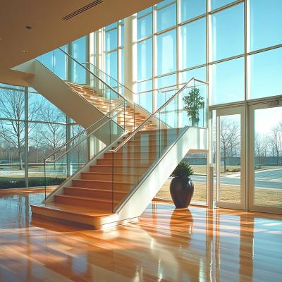 China 316 Stainless Steel Handrail Brushed Finish Glass Staircase 850mm Height for sale