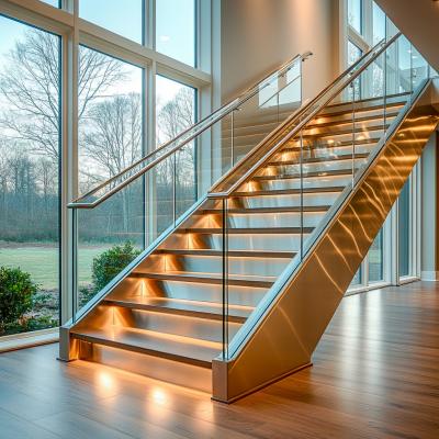 China Ergonomic Stainless Steel Handrails with Curved Design for Glass Railing Systems for sale