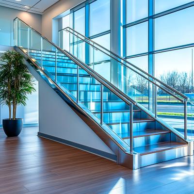 China Stainless Steel Handrail with Wood Insert 304 316 for Glass Staircase 850mm Height for sale