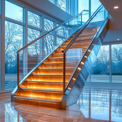 China Stainless Steel Handrail with 8mm Glass Clamps for Balustrade 304 316 for sale