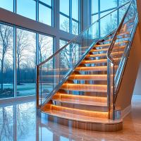 China Stainless Steel Handrail with 12mm Toughened Glass Support 304/316 Grade for sale