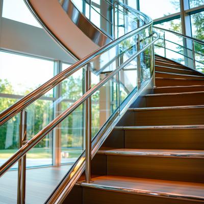 China Stainless Steel Handrail 304 316 Polished Finish for Glass Railing with Volute End for sale