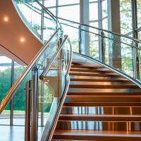 China 316 Stainless Steel Handrail Square Plate Glass Railing 42mm 850mm Height for sale