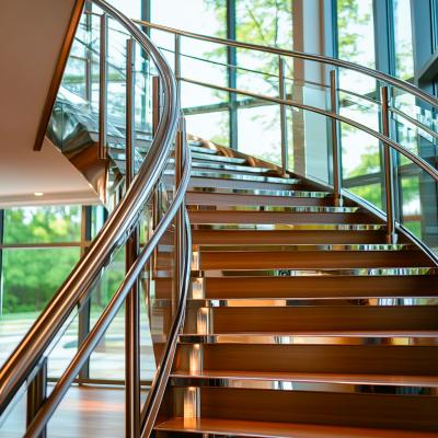 China PVD Stainless Steel Handrail 1200mm Height for Glass Staircase 304/316 for sale