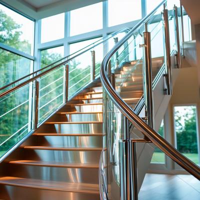 China 304/316 Stainless Steel Handrail with Crystal Accents for Glass Balustrade 850-1200mm for sale