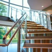 China Stainless Steel Handrail 304 for Glass Staircase Corrosion Resistant 850mm Height for sale