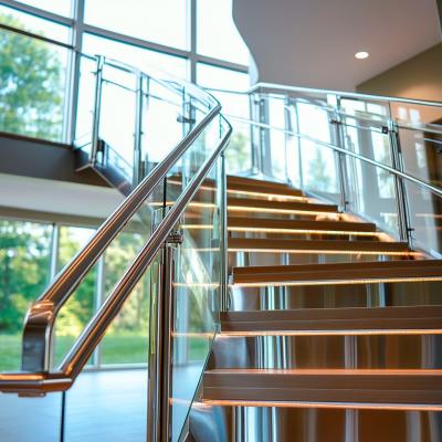 China Stainless Steel Handrail 304 for Glass Staircase Corrosion Resistant 850mm Height for sale