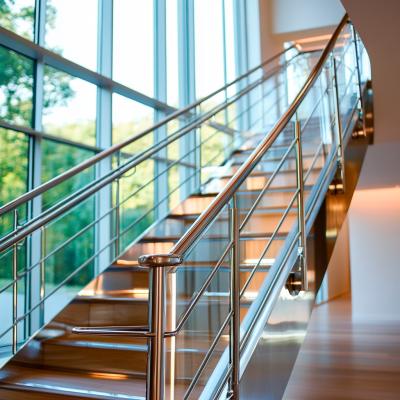China 316 Stainless Steel Glass Balustrade Handrail with Round Cover Plate 42mm for sale