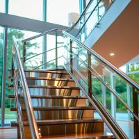 China Stainless Steel Handrail with Round Plate Cover for Glass Balustrade 304 316 for sale