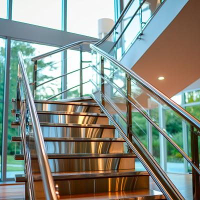 China Stainless Steel Handrail with Round Plate Cover for Glass Balustrade 304 316 for sale