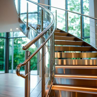 China Stainless Steel Handrail with Crystal Accents for Glass Railing 304 316 850mm 1050mm for sale