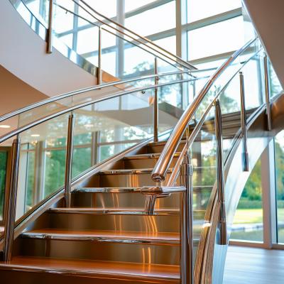 China Satin Finished Stainless Steel Handrail 304 316 with Volute End for Luxury Apartments for sale
