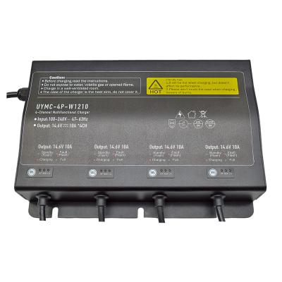 China 672W Lithium Ion Battery Charger Adjustable 12V 10A 4 Bank 4 Channel Waterproof Battery Charger for sale