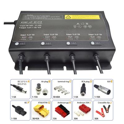 China Waterproof Smart Electric Scooter Automatic 12V 10A 4-bank Lithium Battery Charger for sale