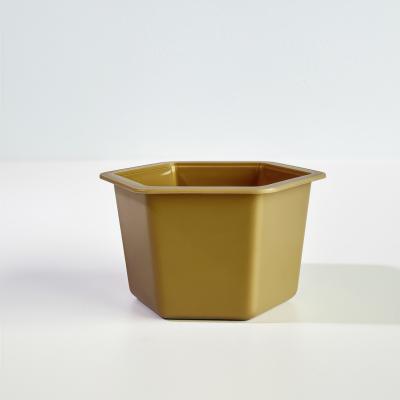 China 80ml Hexagon PP Disposable Cup with Aluminum Foil Lid for sale