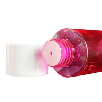 China Custom Supply Red Clear PET Plastic Lotion Bottle with Press Disc Cap and 300/400/500ml Capacity for sale